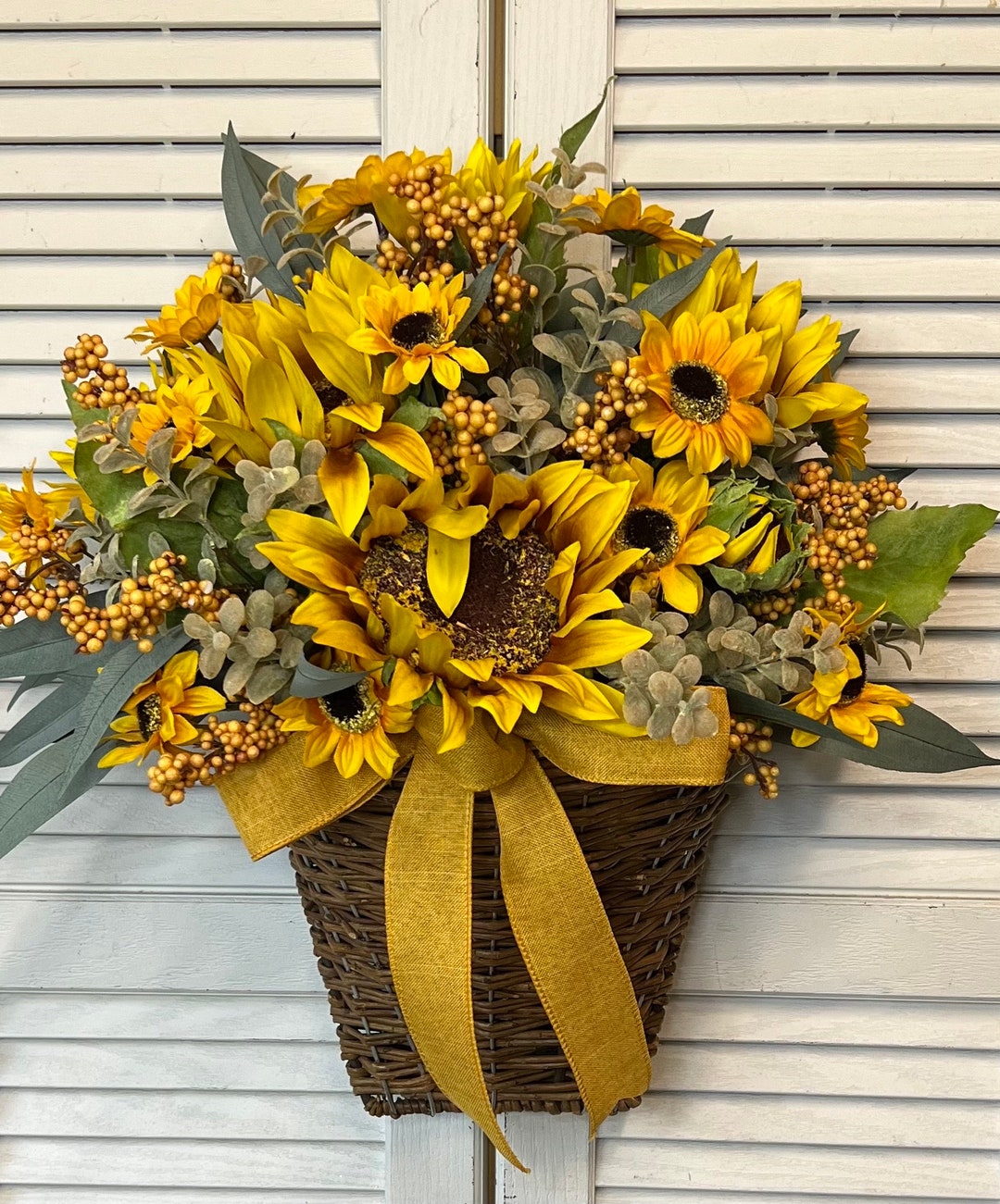 Fall Sunflower Door Basket/ Sunflower Basket for Door / Yellow - Etsy