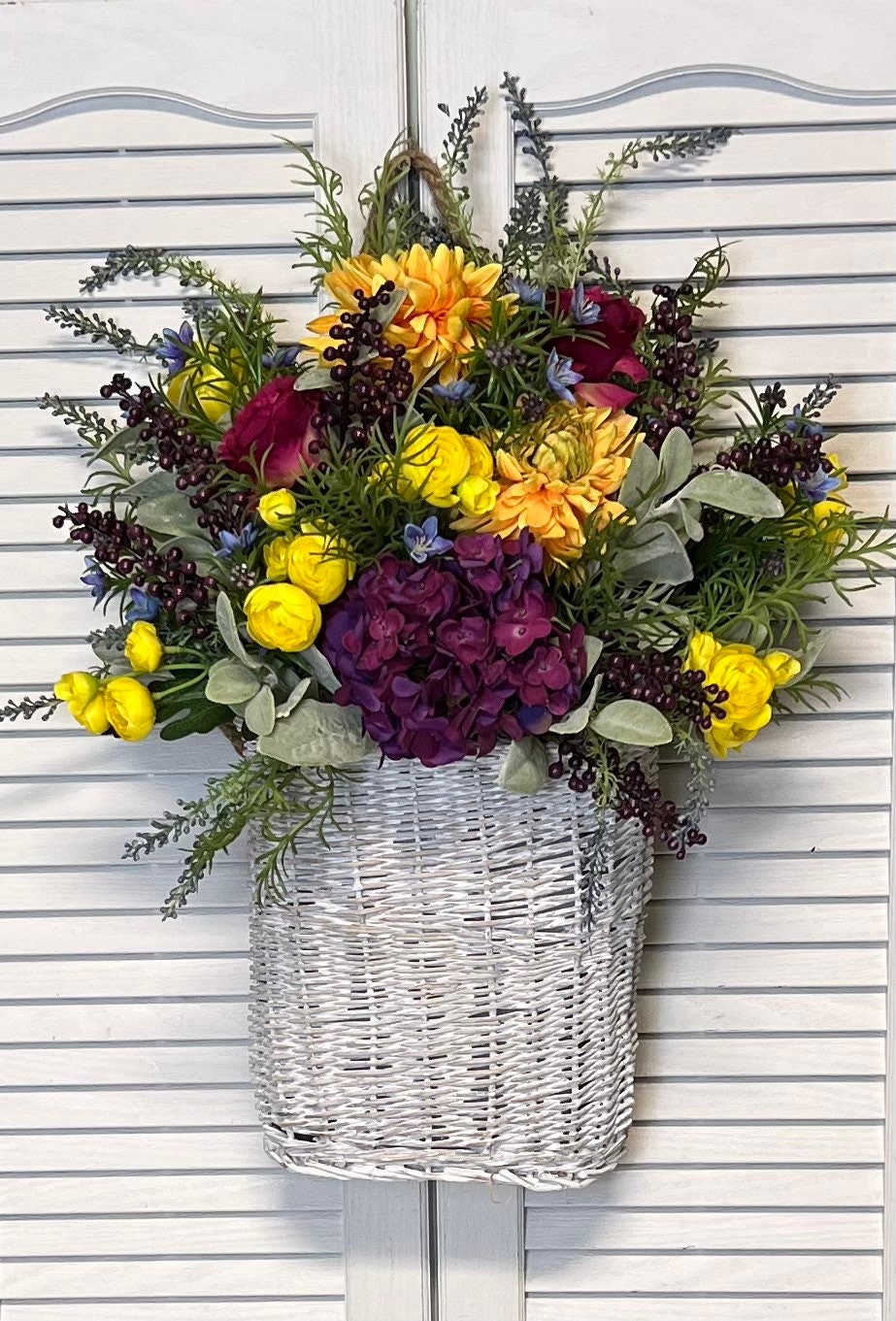 Spring Door Basket/ Spring Wall Basket Silk Flower | Etsy