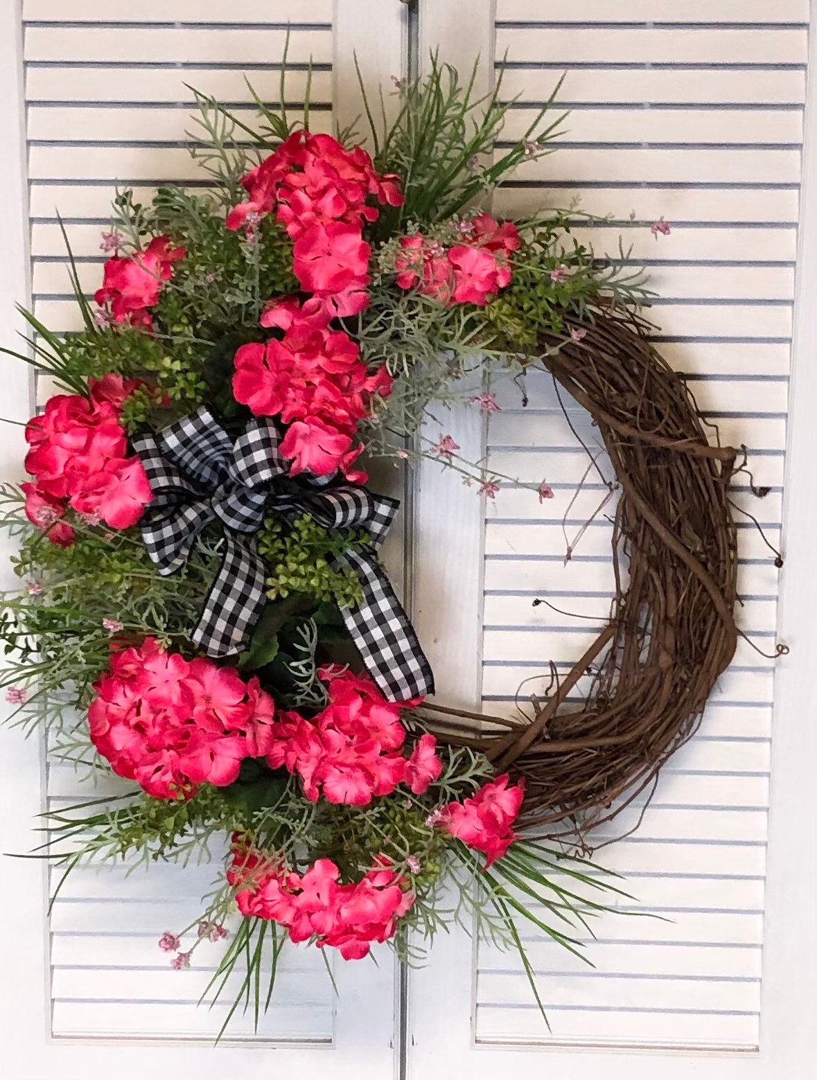 Pink Spring Geranium Wreath/Summer Geranium Wreath for Front | Etsy