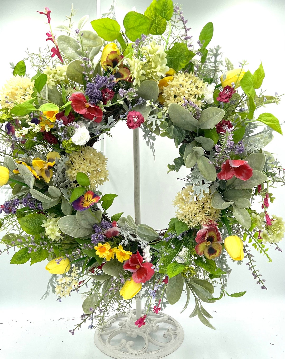 Spring Tulip Wreath/ Door Wreath/ Wall Wreath/wild Flower Wreath/silk ...