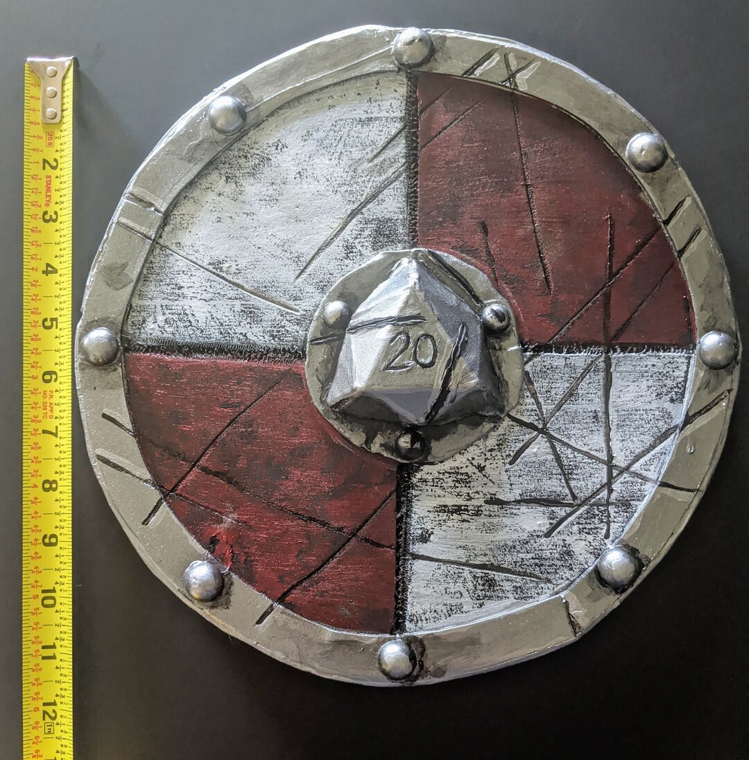 D20 12" Shield/ Buckler - Red & White, Round - Etsy