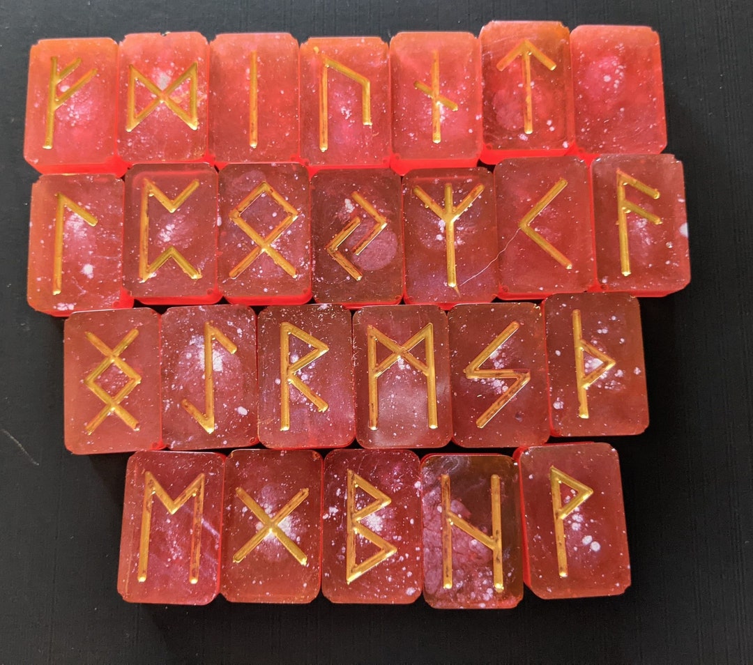 Viking/ Norse Rune Set - Red/ Cherry Blossom - Etsy