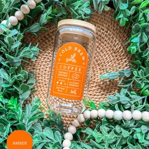 Minimalist Cold Brew Coffee Cup, 16oz and 20oz Glass Cup, Ice Coffee ...