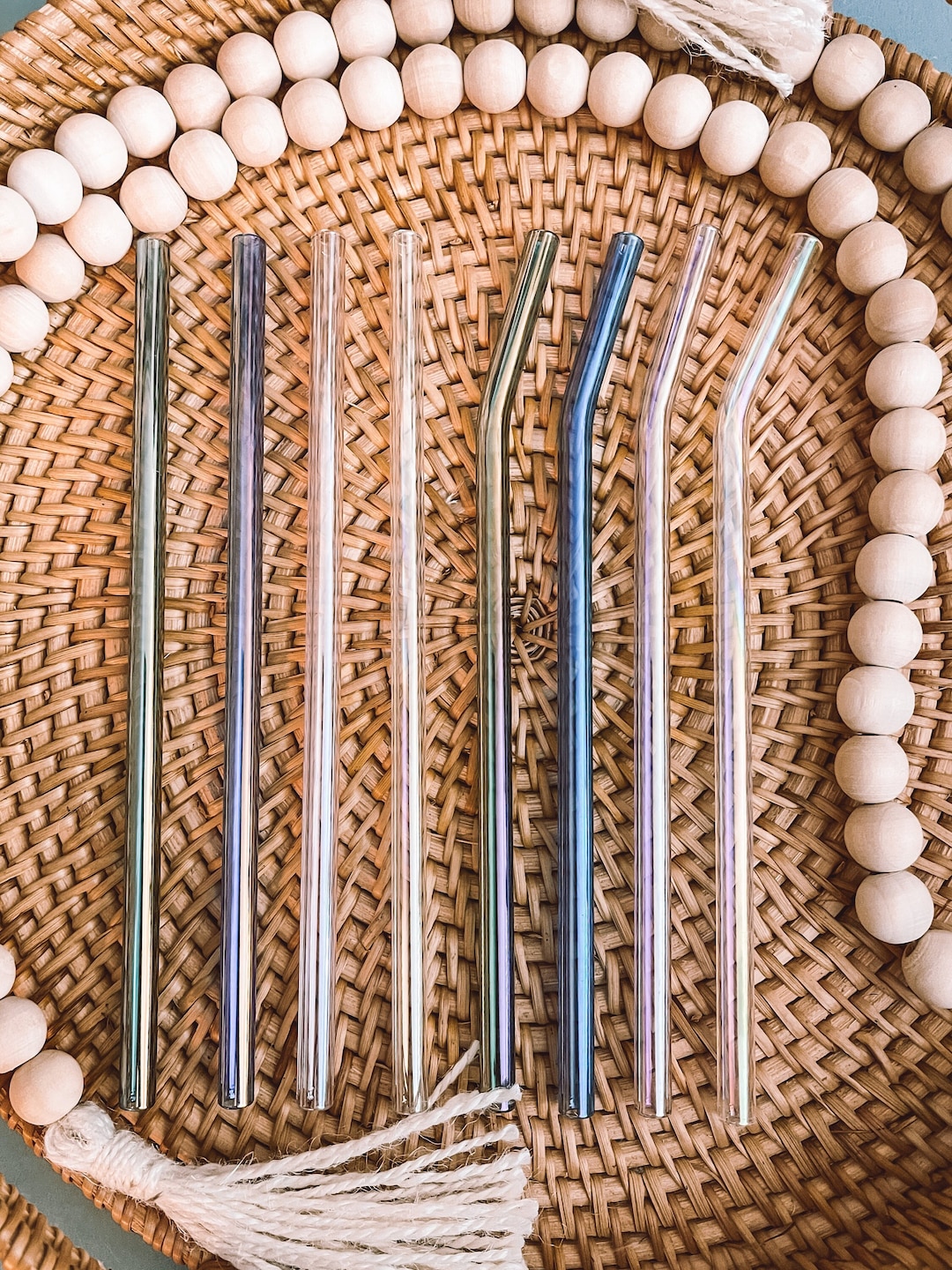IRIDESCENT GLASS STRAW, Iced Coffee Sparkly Colored Straw, Reusable ...