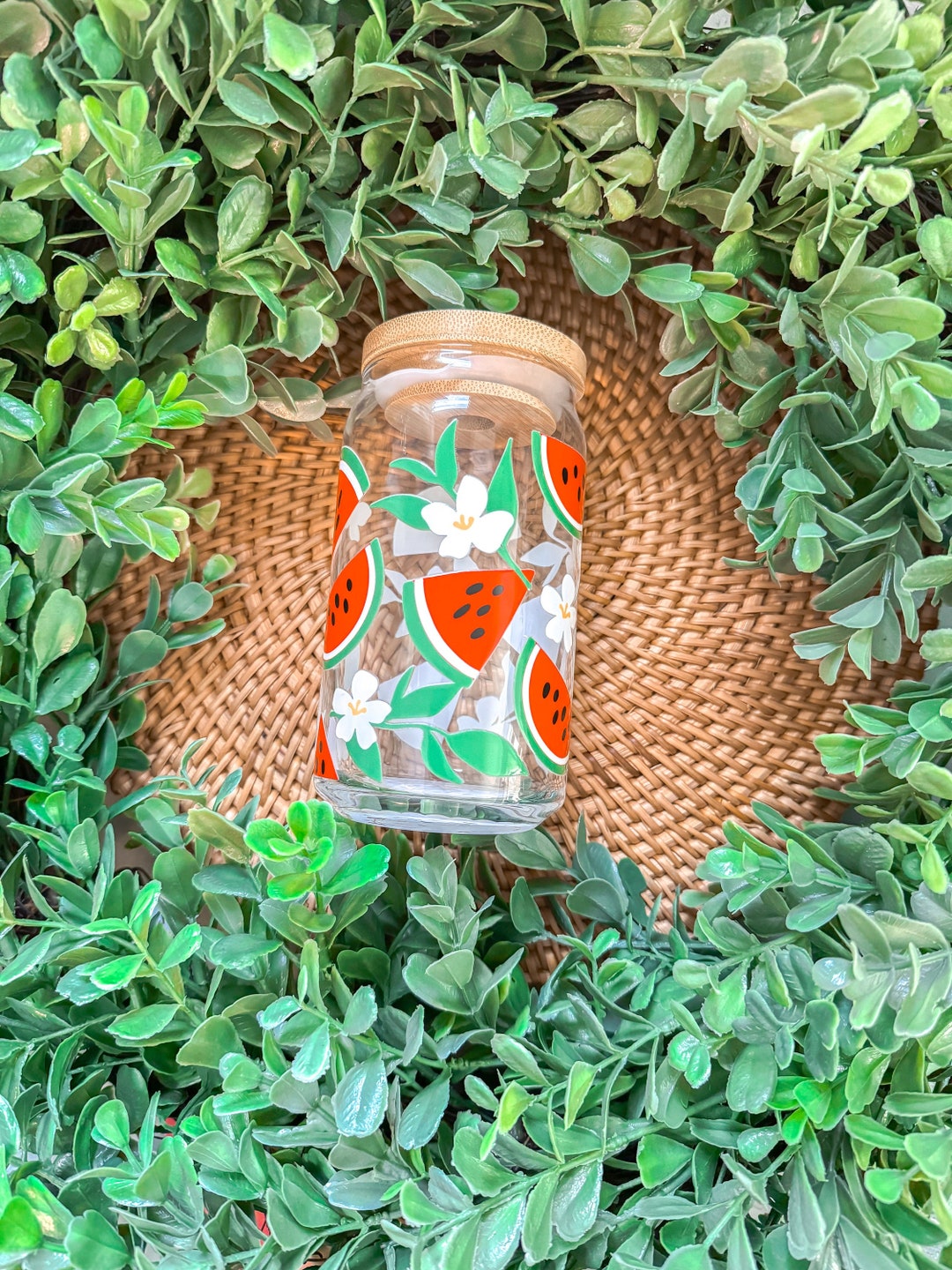 Watermelon Cup | Summer Fruit Glass Can Cup | Smoothie Cup | Strawberry ...