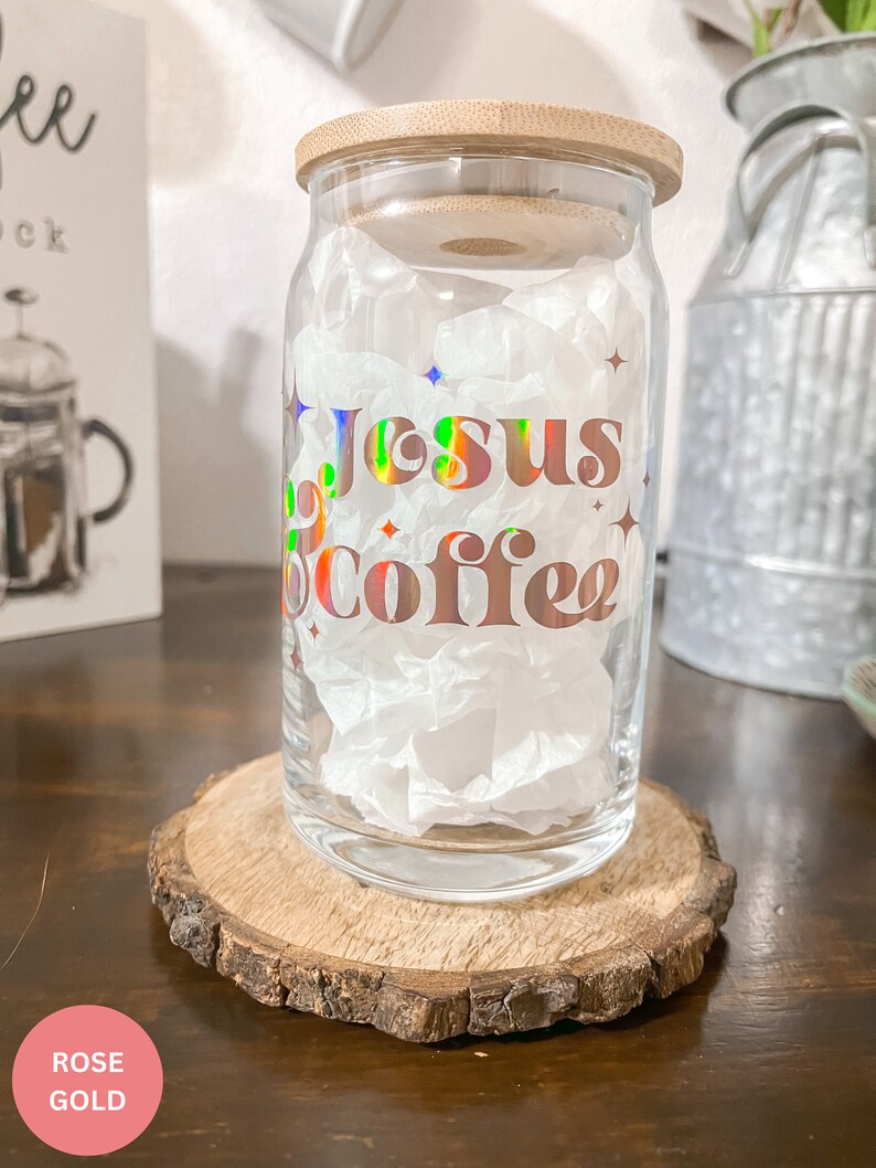 Jesus and Coffee Cup, Faith Coffee Cup Glass, Iced Coffee Cup Glass ...