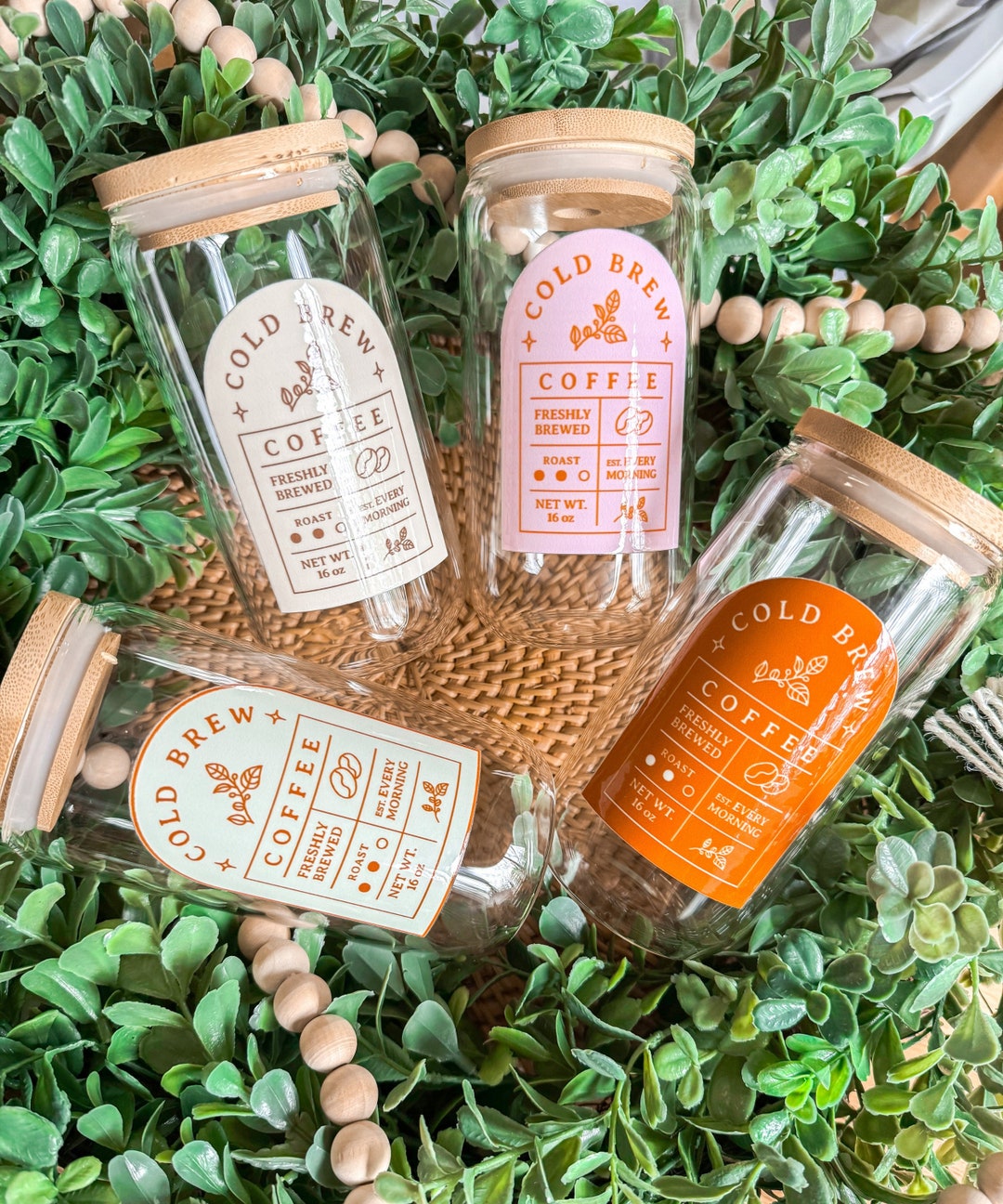 Minimalist Cold Brew Coffee Cup, 16oz and 20oz Glass Cup, Ice Coffee ...