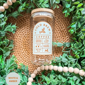 Minimalist Cold Brew Coffee Cup, 16oz and 20oz Glass Cup, Ice Coffee ...