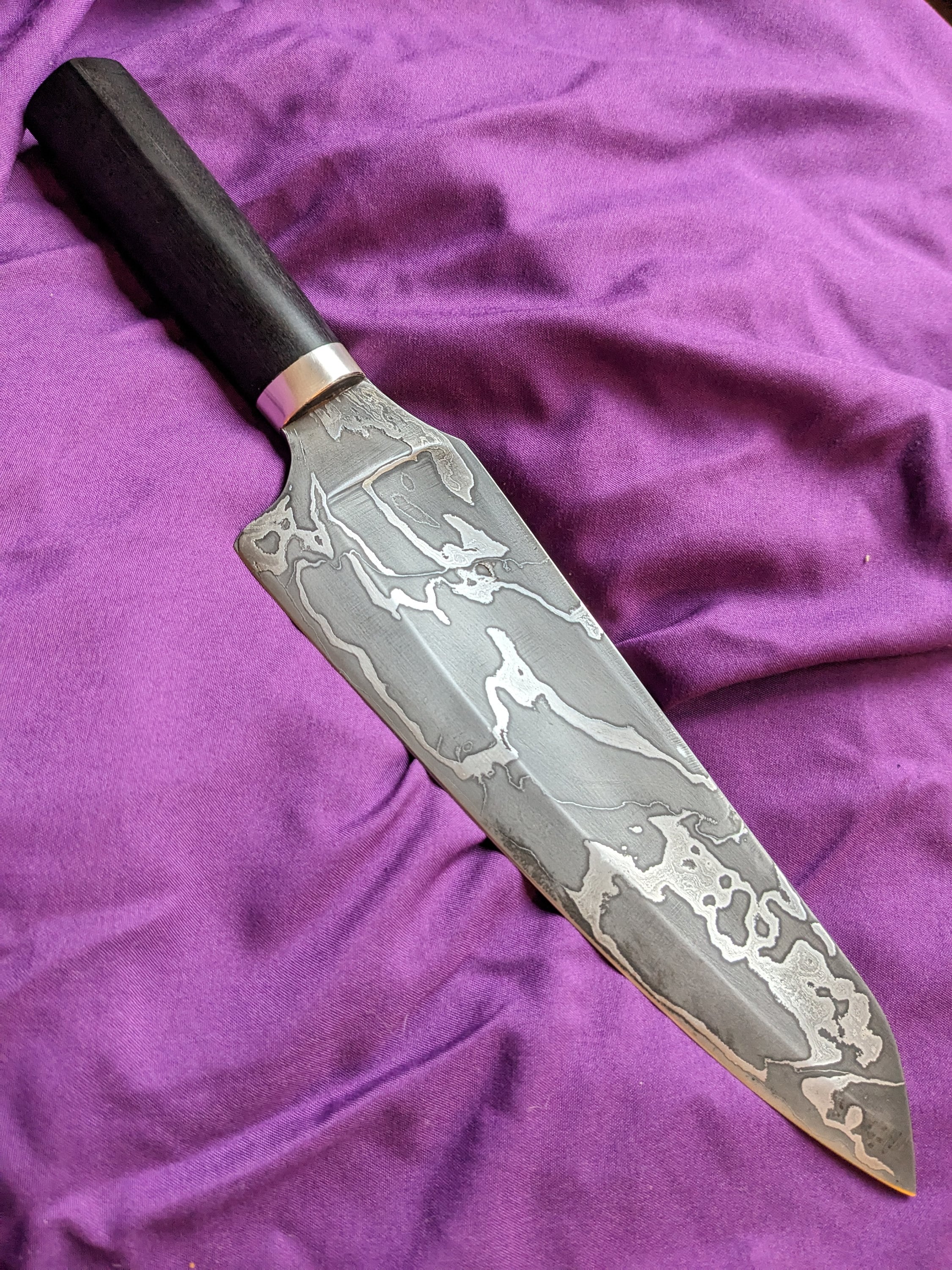 Meteorite Damascus Kitchen Knife - Etsy