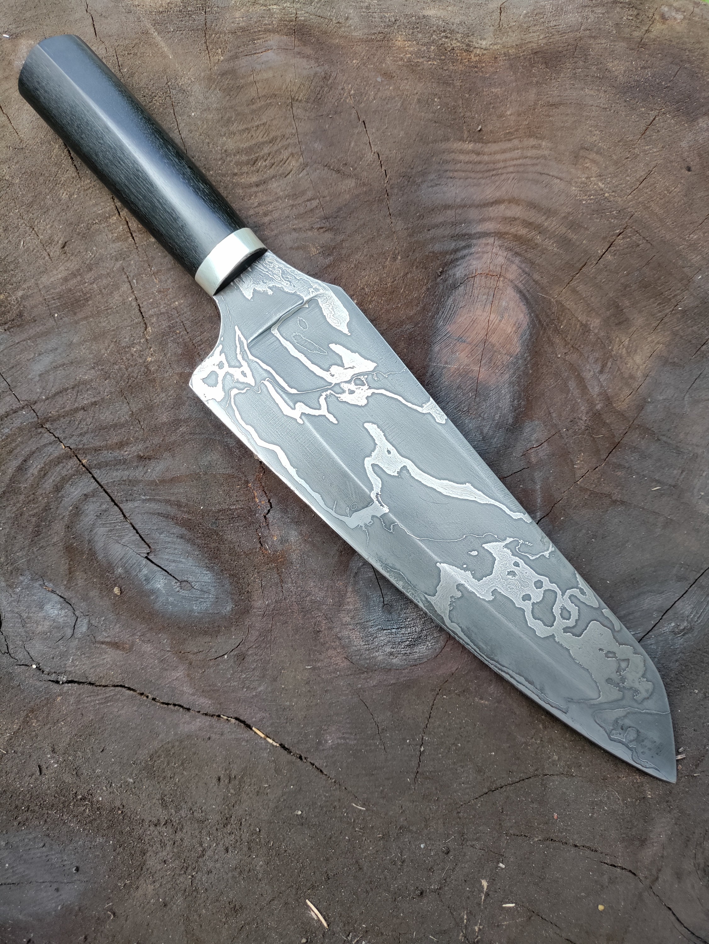Meteorite Damascus Kitchen Knife - Etsy
