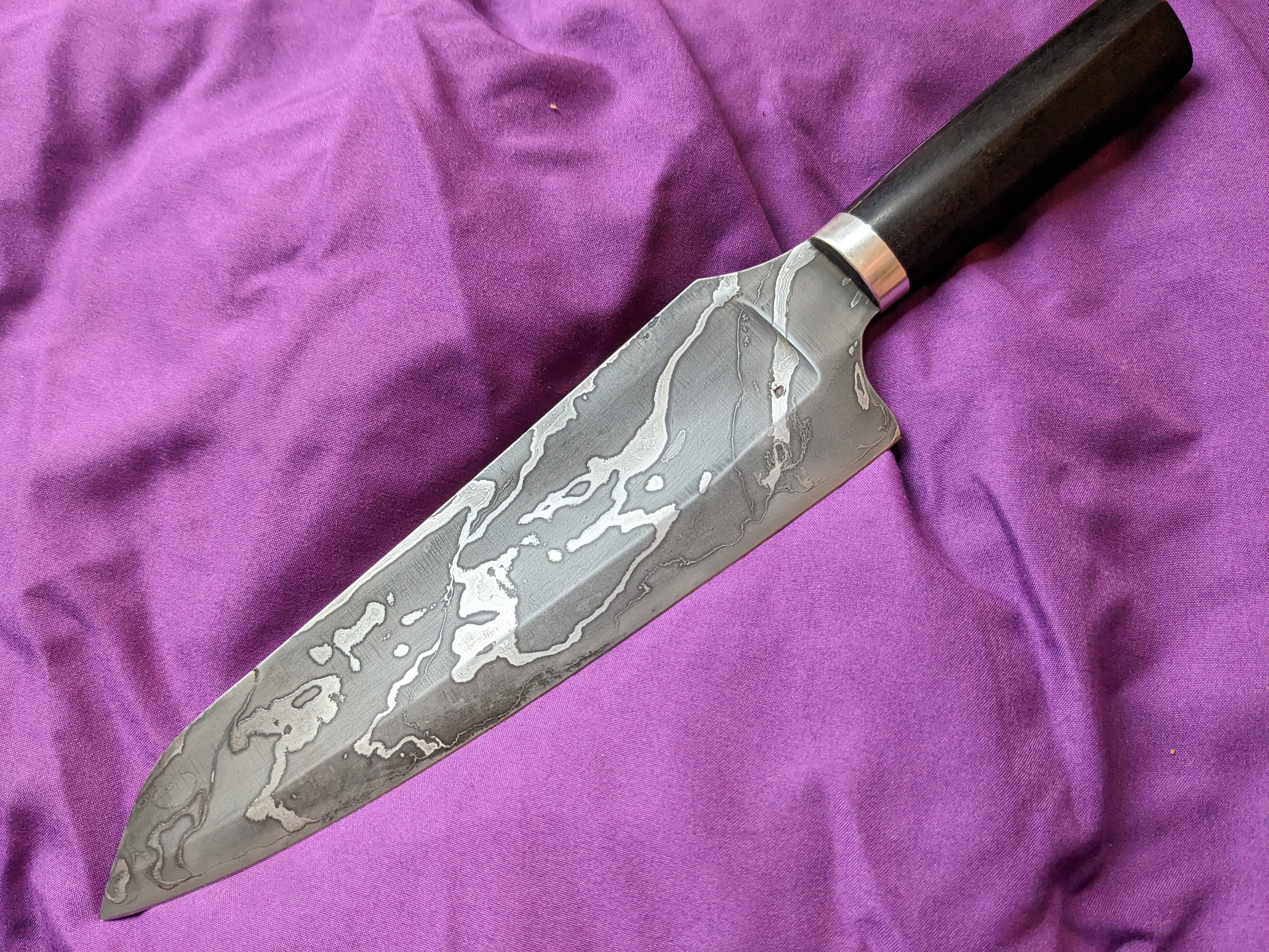 Meteorite Damascus Kitchen Knife - Etsy