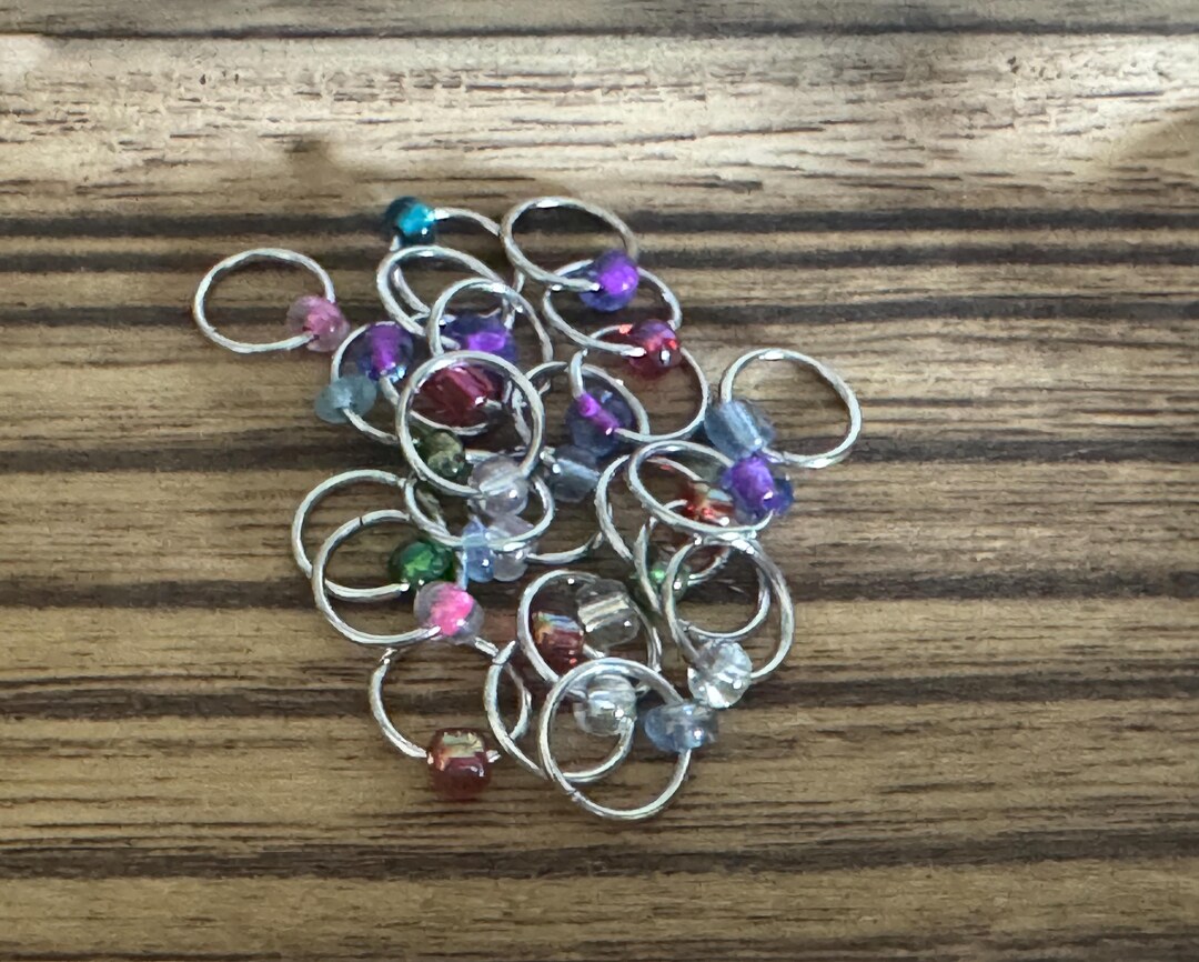Handmade Glass Bead Stitch Markers: Pink, Blue, Green Snag-free ...