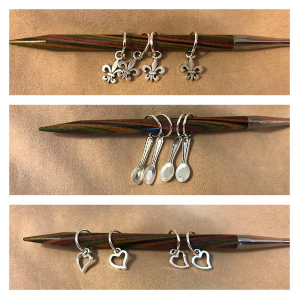 Set of Four 4 Hand Made Silver Stitch Markers for Knitting - Etsy