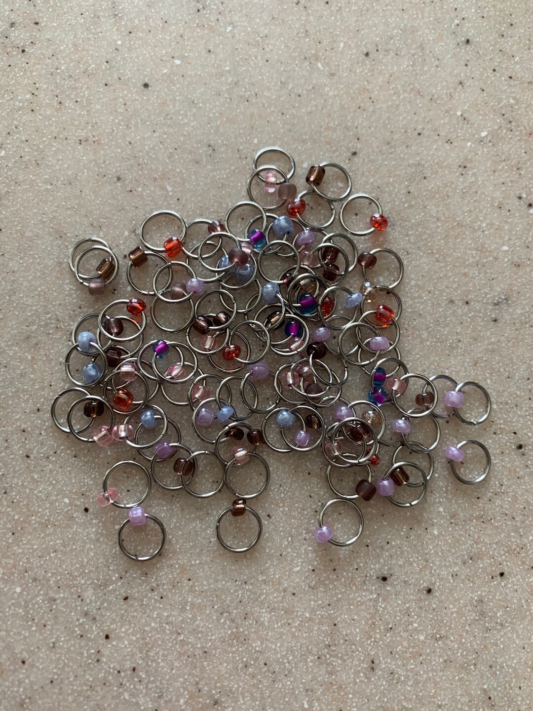 Handmade Purple Glass Bead Stitch Markers: Snag-free Knitting Rings - Etsy