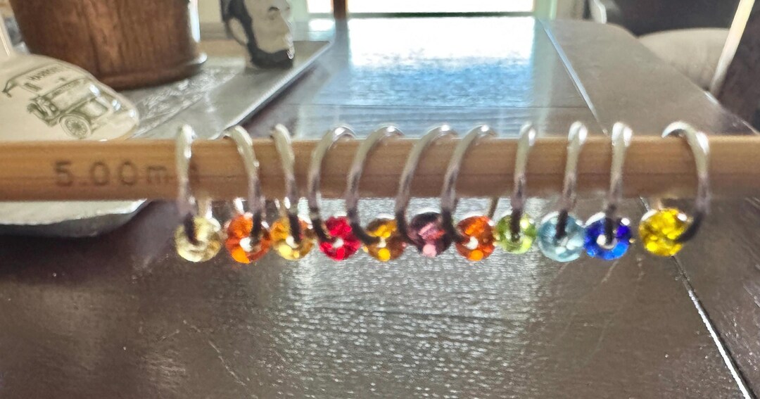Handmade Colorful Rainbow Glass Bead Stitch Markers - Snag-free ...