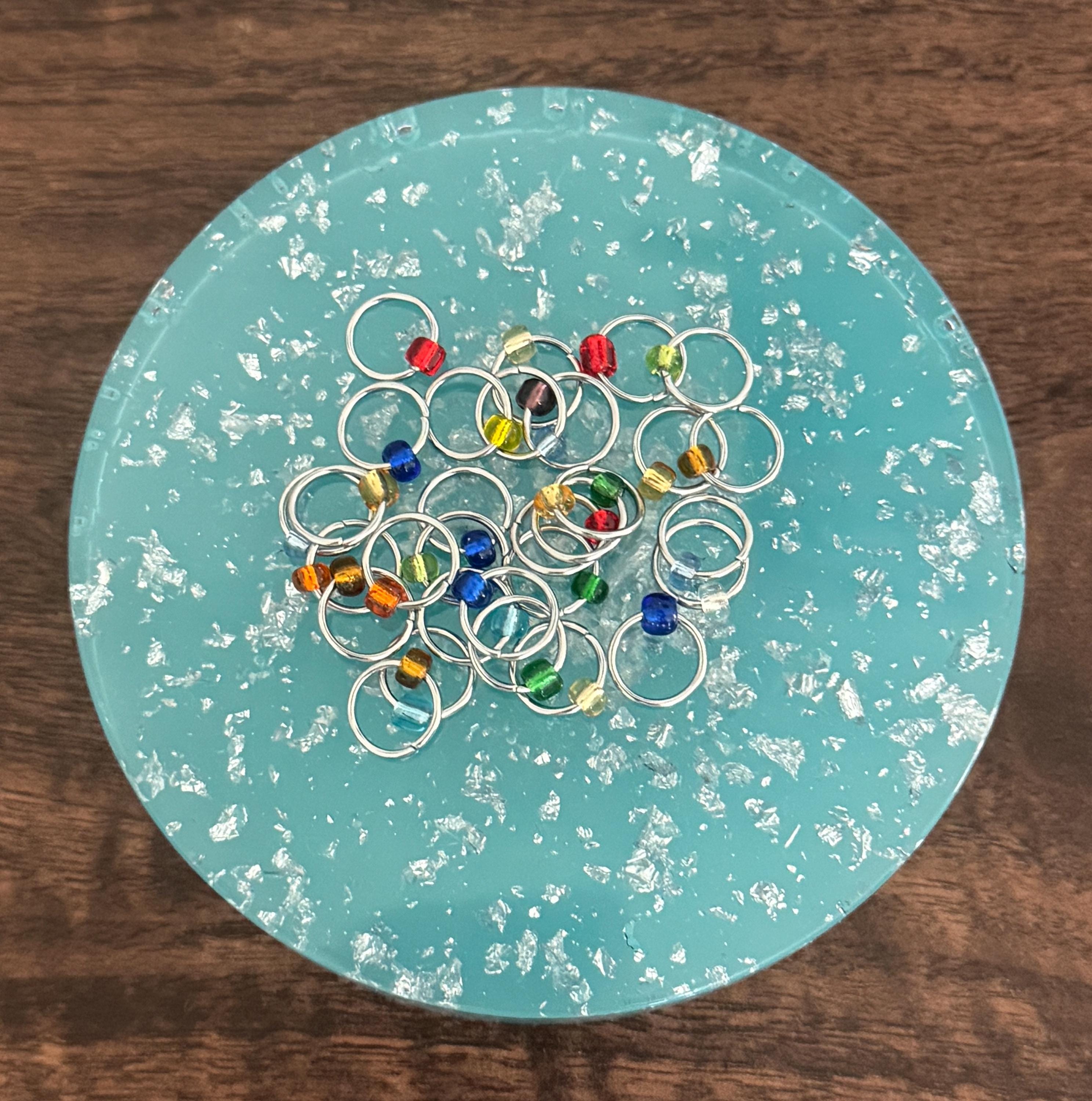 Handmade Colorful Rainbow Glass Bead Stitch Markers - Snag-free ...