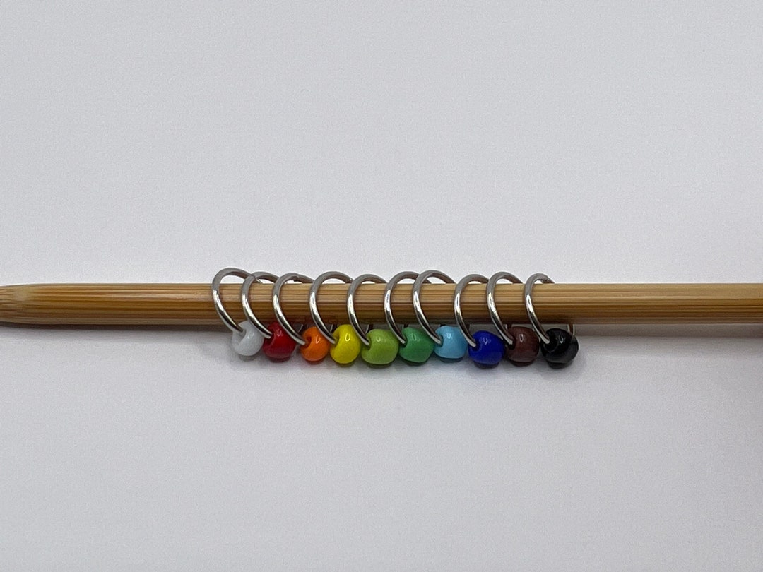 Handmade Colorful Glass Bead Stitch Markers: Snag-free Knitting Rings ...
