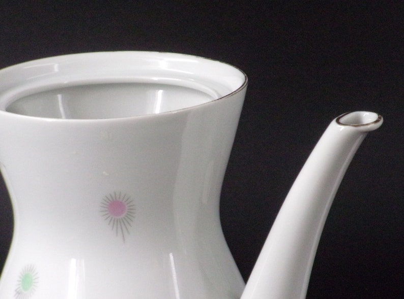 Mid Century Porcelain Coffee Pot, Colorful Shooting Dots, Made by ...