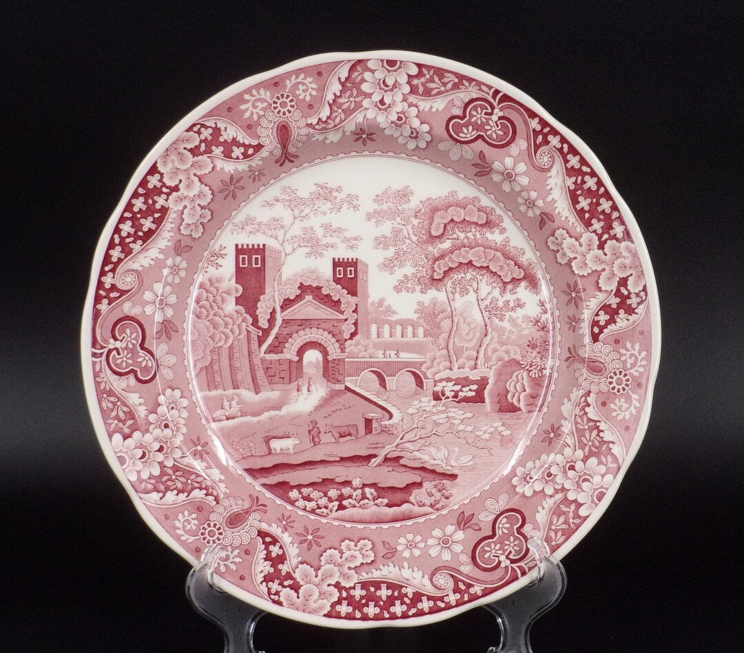 Spode Cranberry/red Transferware CASTLE Dinner Plate - Etsy