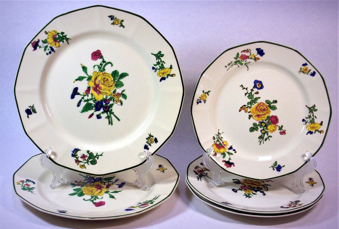 Vintage ROYAL DOULTON Old Trentham Sprays 5 Dinner & Lunch Plates - Etsy