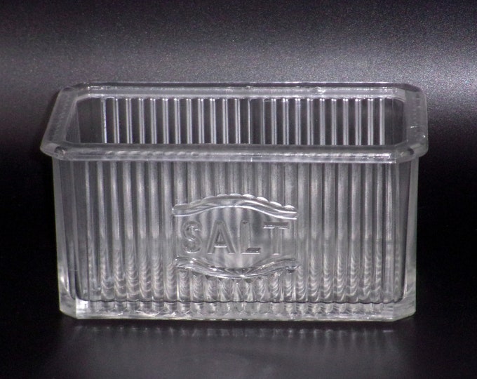 Vintage Clear Glass Salt Box, Ribbed Hoosier Style - Etsy