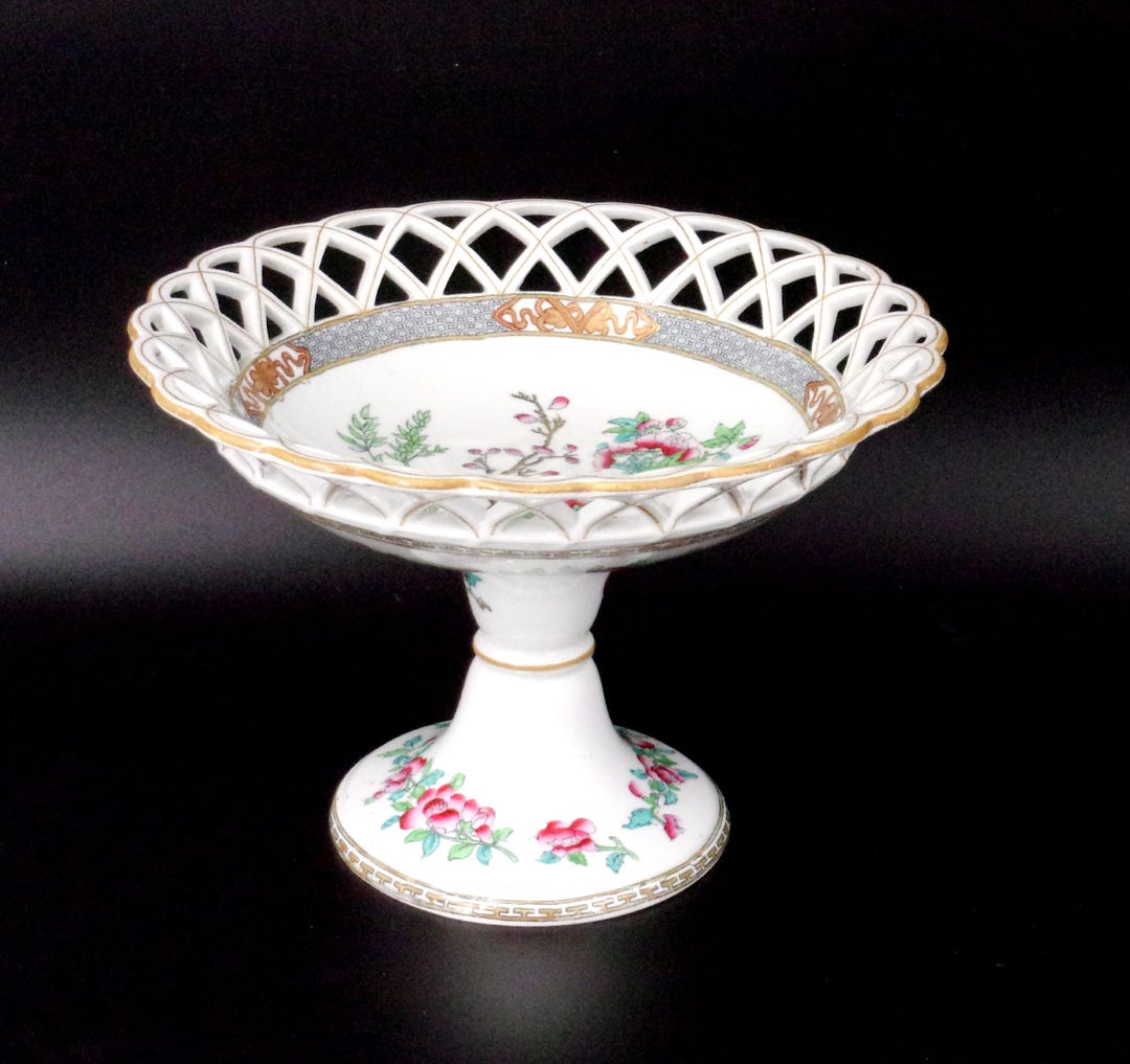 Rare-minton Indian Tree Reticulated Footed Compote, Cir 1860s - Etsy