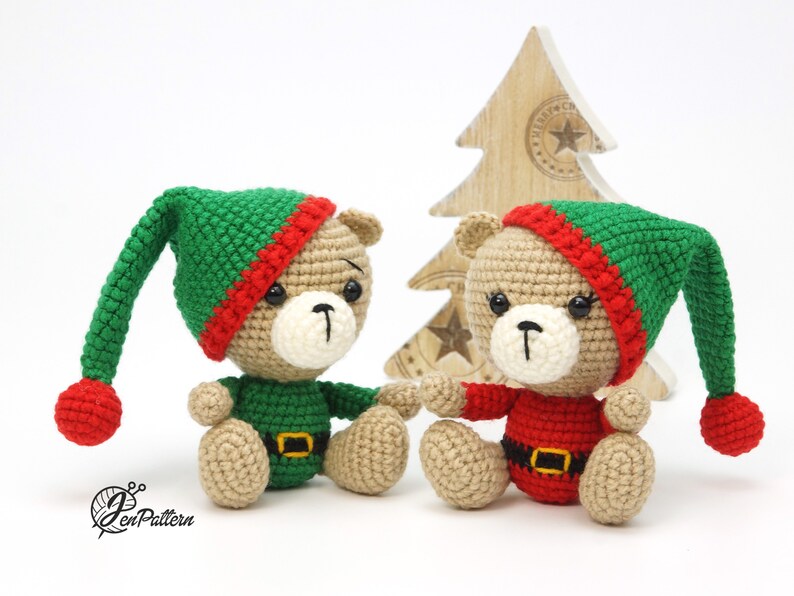 Santa's helper teddy bear crochet PATTERN DIY Christmas | Etsy