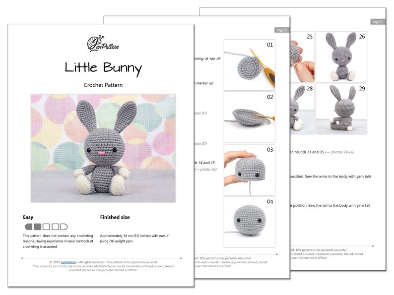 Little bunny rabbit crochet PATTERN Crochet Easter animal | Etsy