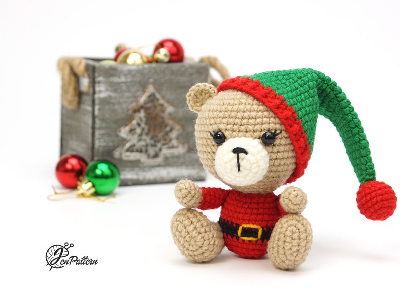 Santa's helper teddy bear crochet PATTERN DIY Christmas | Etsy