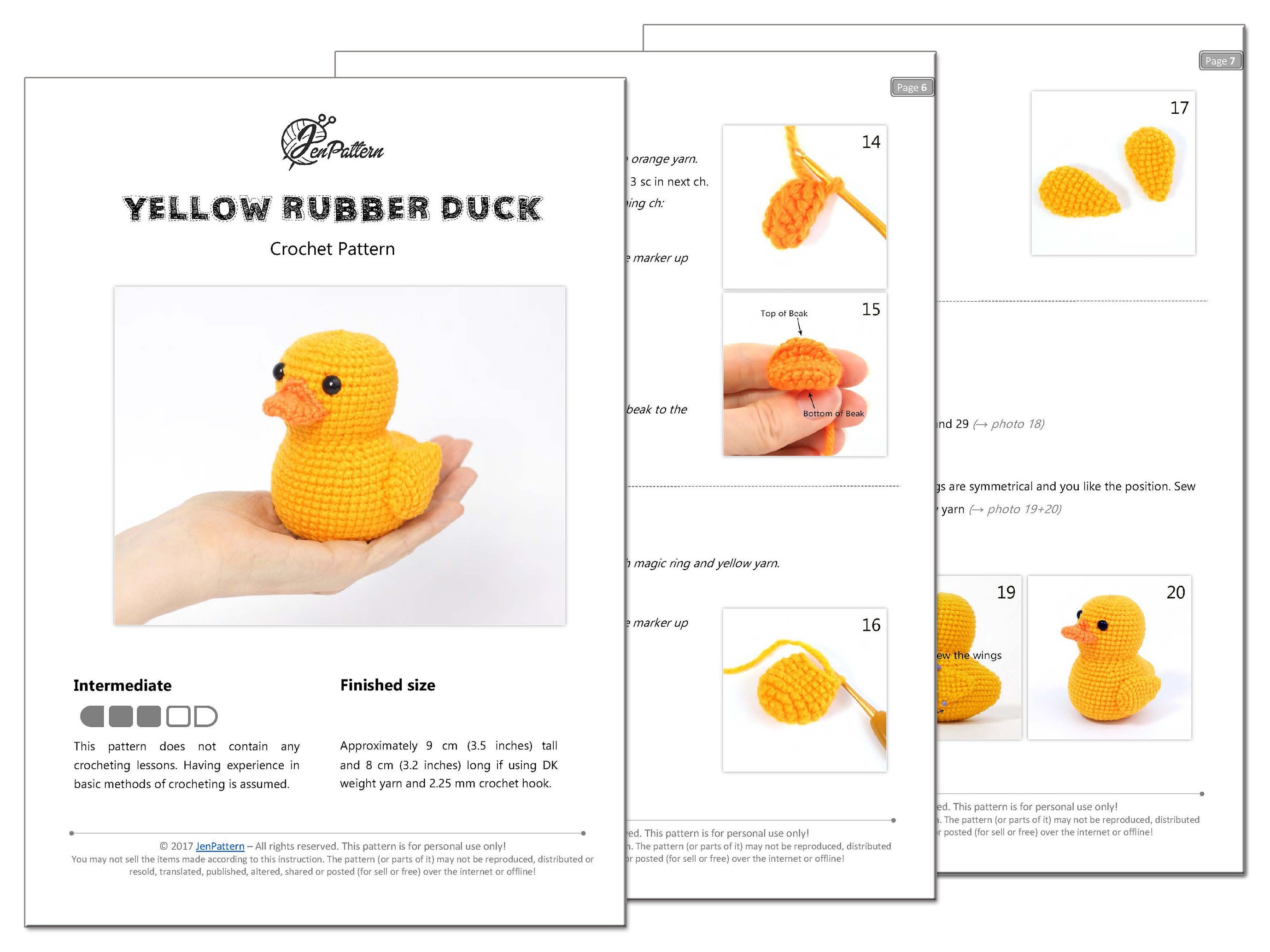 Yellow rubber duck crochet PATTERN Amigurumi ducky tutorial | Etsy