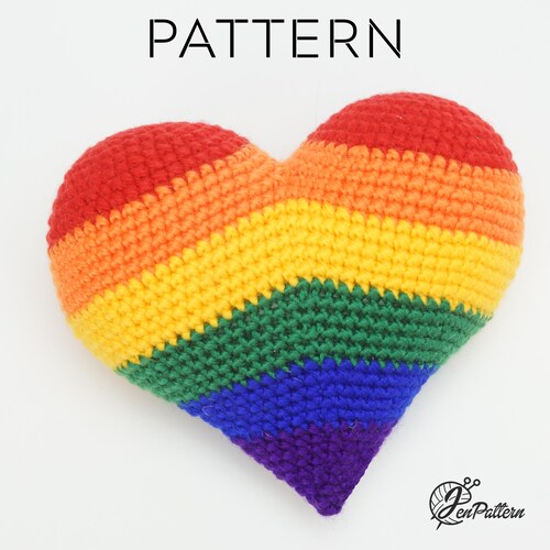 Pride Rainbow Heart Crochet Pillow Pattern Crochet Gay Rights - Etsy