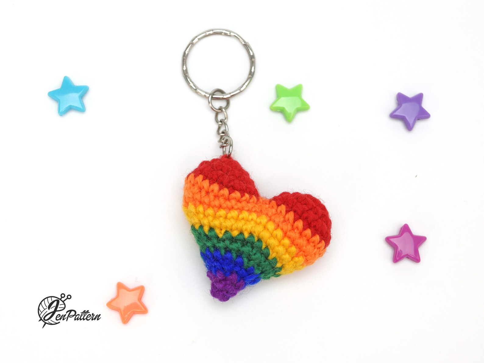 Rainbow Heart Keychain crochet PATTERN Amigurumi keychain | Etsy
