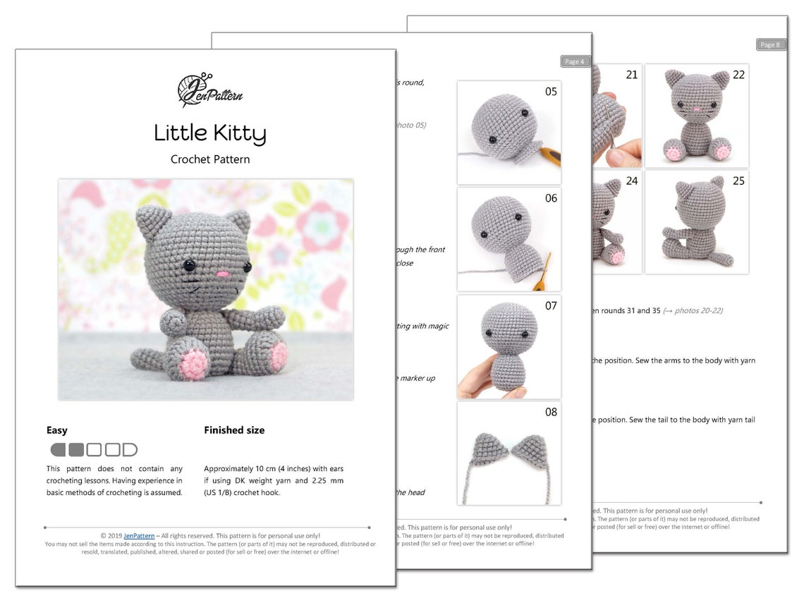 Little Kitty Cat Crochet PATTERN DIY Amigurumi Cat Stuffed - Etsy