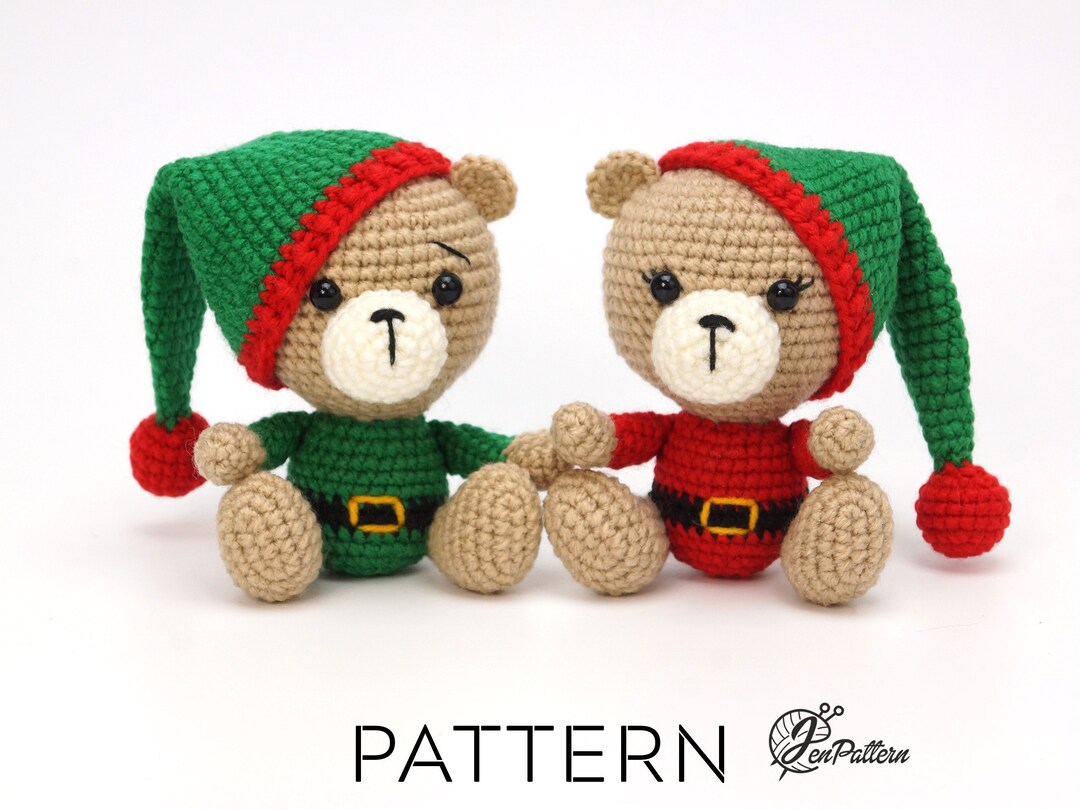 Santa's Helper Teddy Bear Crochet PATTERN DIY Christmas - Etsy