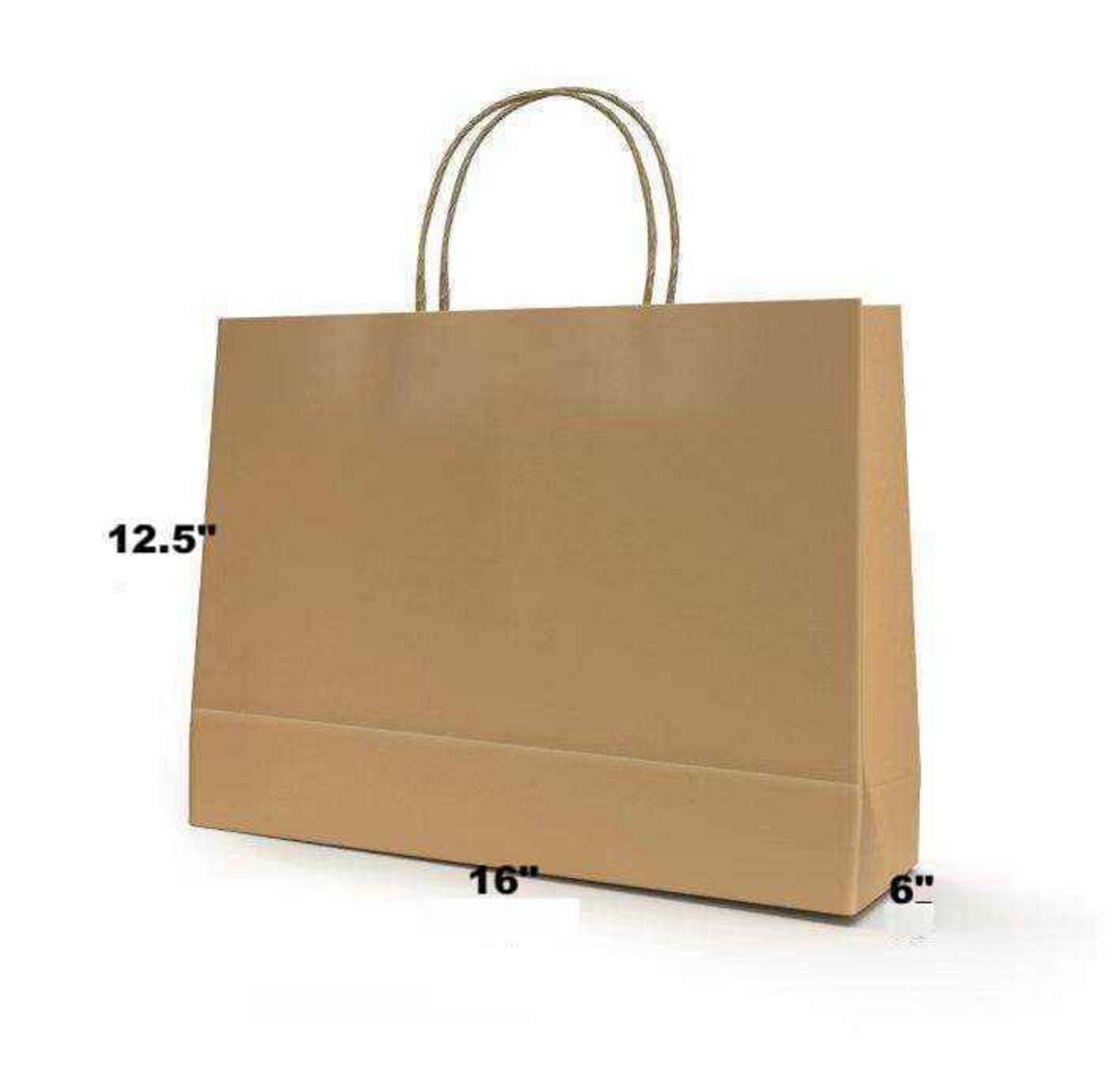 Brown Paper Bags With Handles, 16"l X 6”D X 12.5”H, Ideal for Small ...