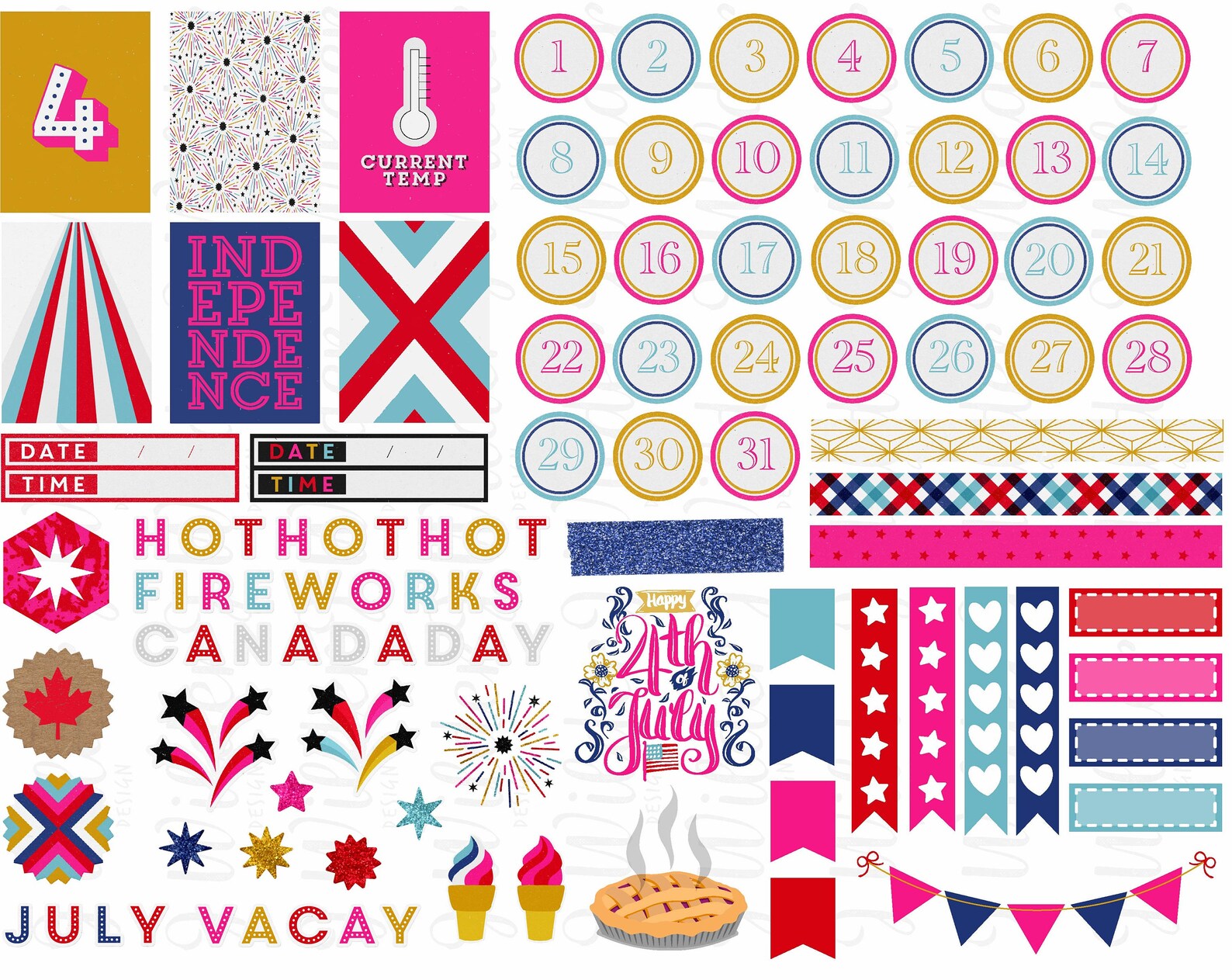 July Digital Planner Stickers Goodnotes Stickers Digital - Etsy