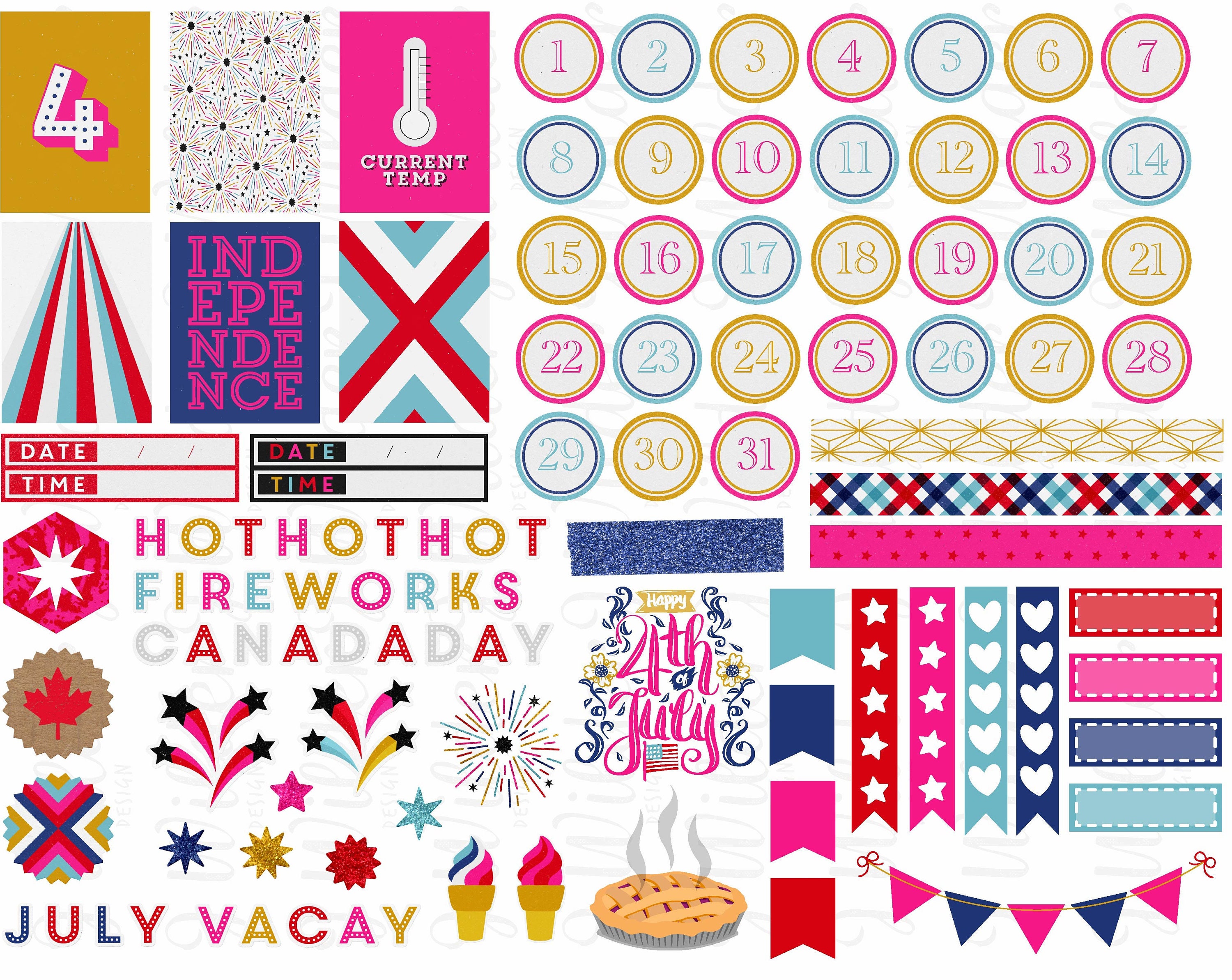 July Digital Planner Stickers Goodnotes Stickers Digital - Etsy