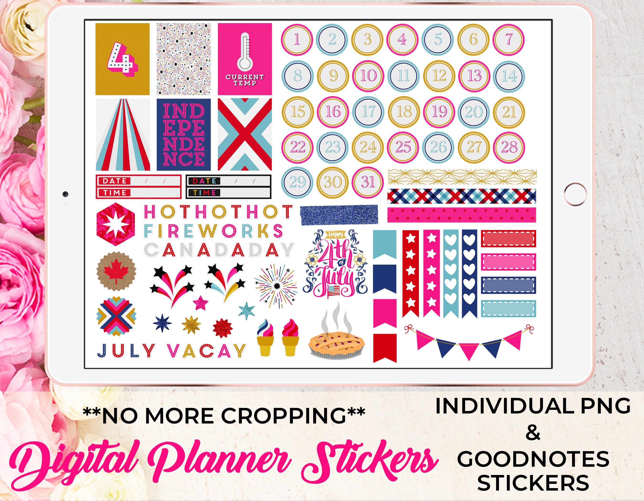 July Digital Planner Stickers Goodnotes Stickers Digital - Etsy