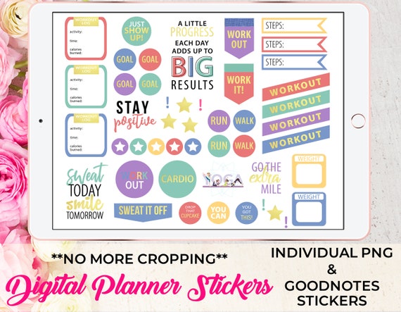 Clip Art Pink Fitness Tracker Digital Stickers for Goodnotes 5 Workout ...
