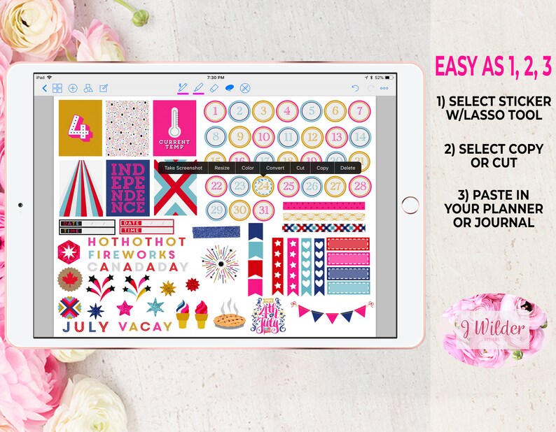 July Digital Planner Stickers Goodnotes Stickers Digital - Etsy