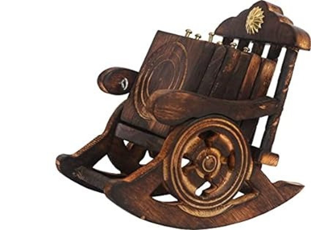 Wooden Rocking Chair Coaster Set for Tea, Coffee, and Drink With Holder ...