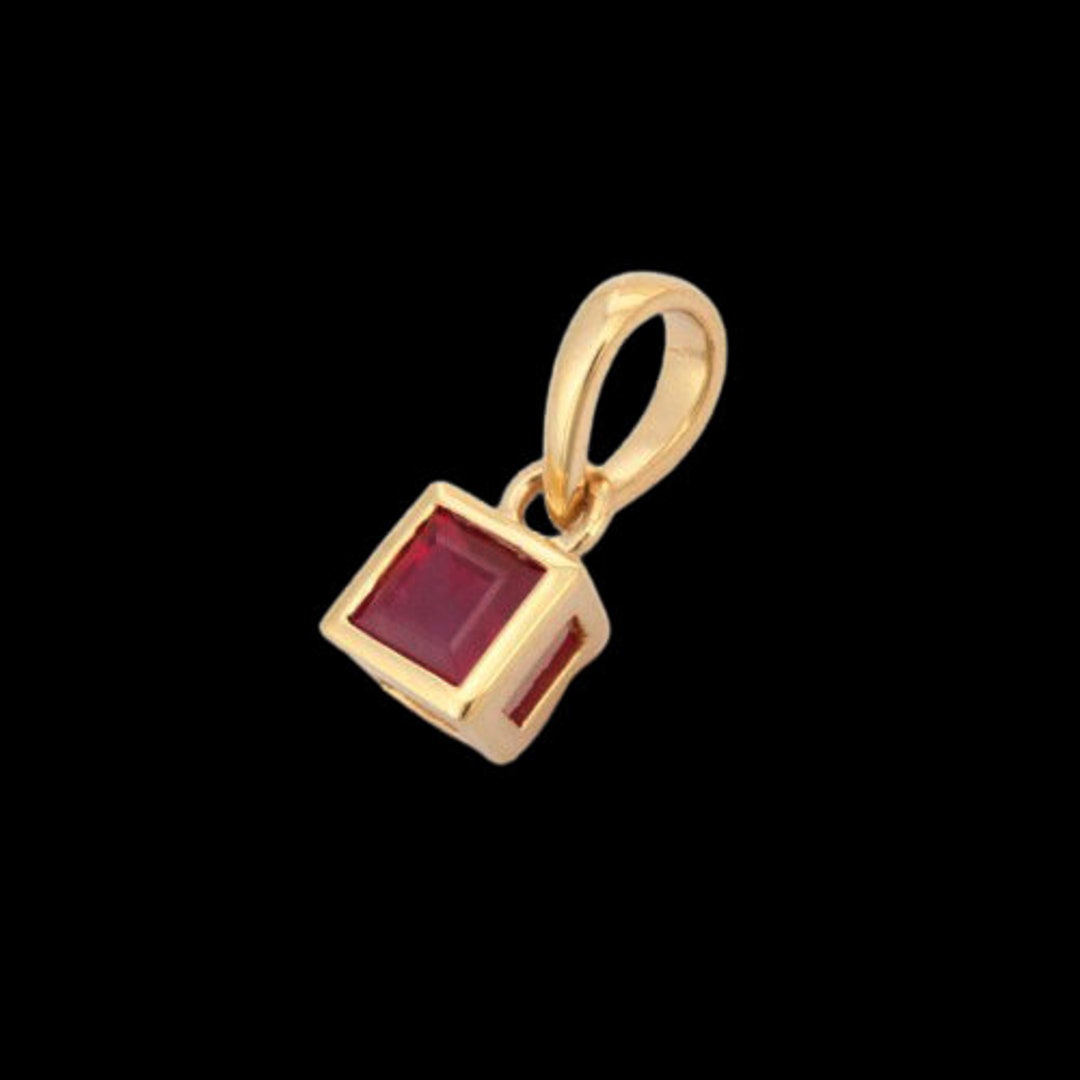 925 Sterling Silver, Ruby Square Shape Pendant, Handmade Silver Pendant ...