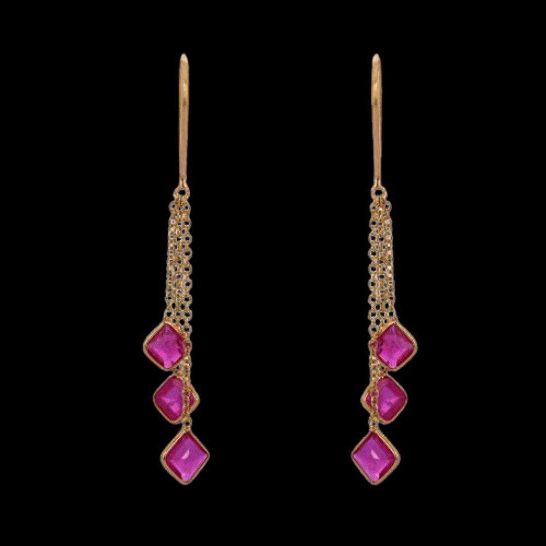 925 Sterling Silver, Ruby Earrings, Square Shape Gemstone Earrings, Handmade Silver Earrings ...