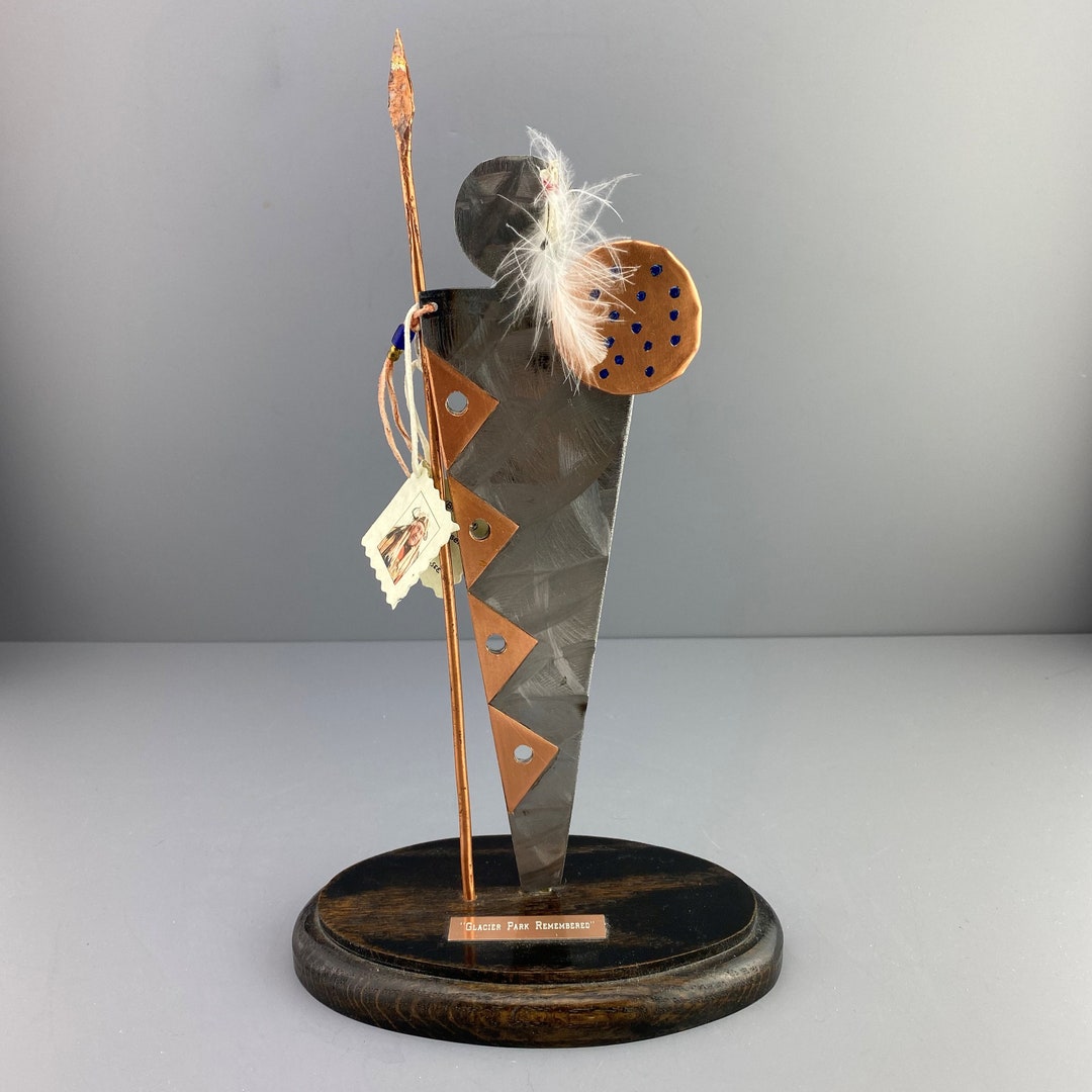 Blackfeet Warrior Sculpture: 3D Copper & Steel 'glacier Park Remembered ...
