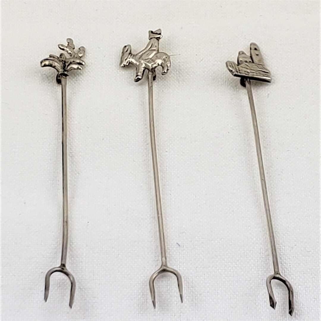 Mexico Signed Sterling Silver Horderves Fork,snack Fork, Lot of 3 ...