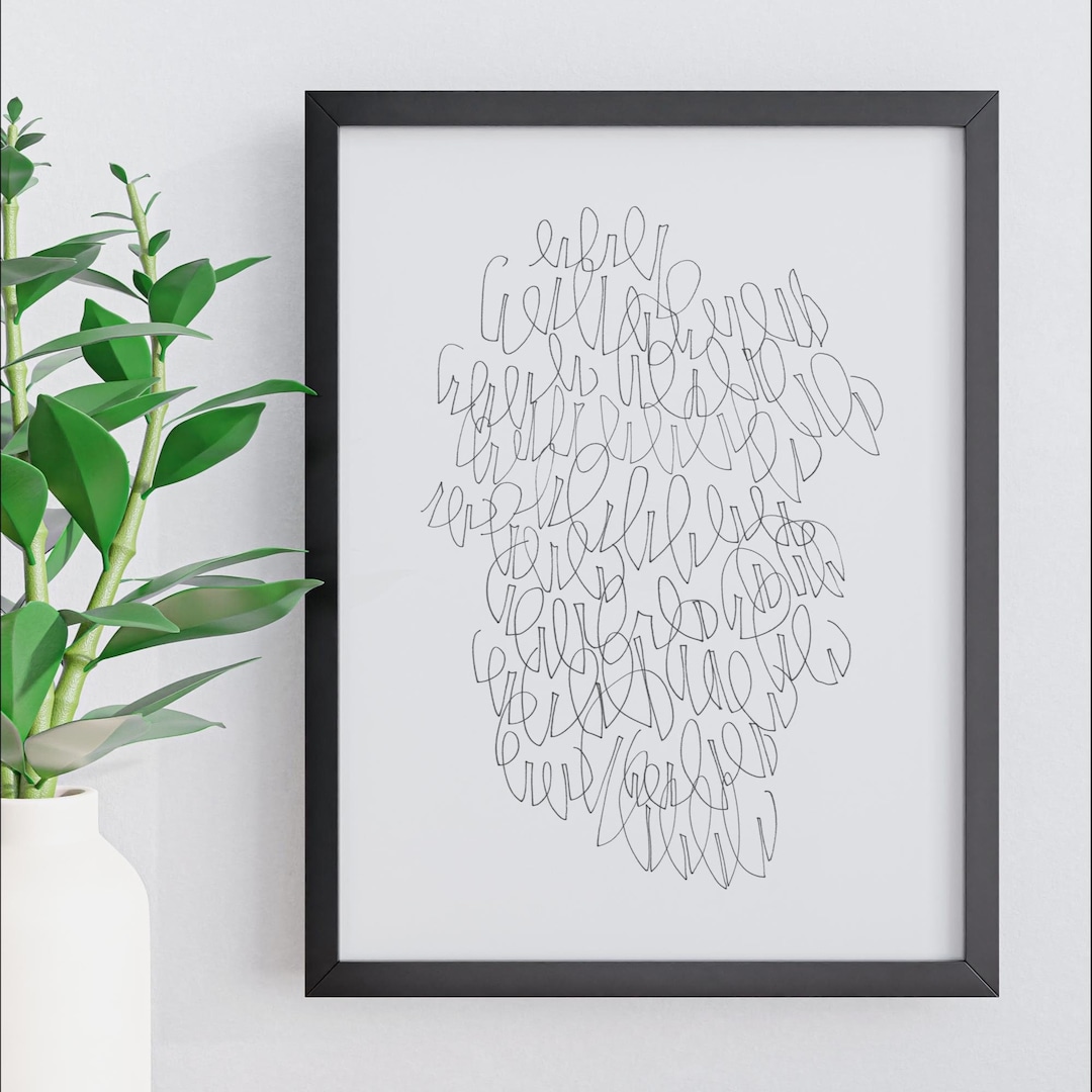 Print Black Ink Abstract Drawing Hand Drawn Wall Decor Ink and Paper ...