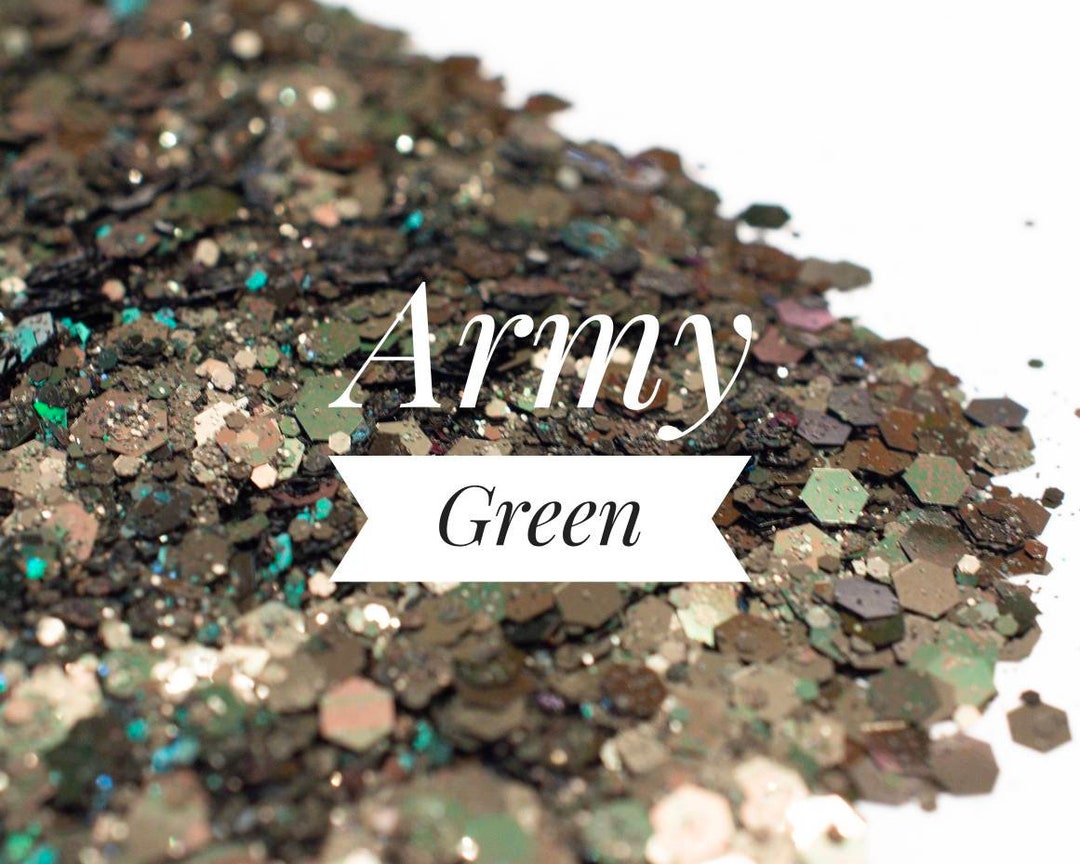 Metallic Green Glitter//army Green//chunky Mix//green - Etsy