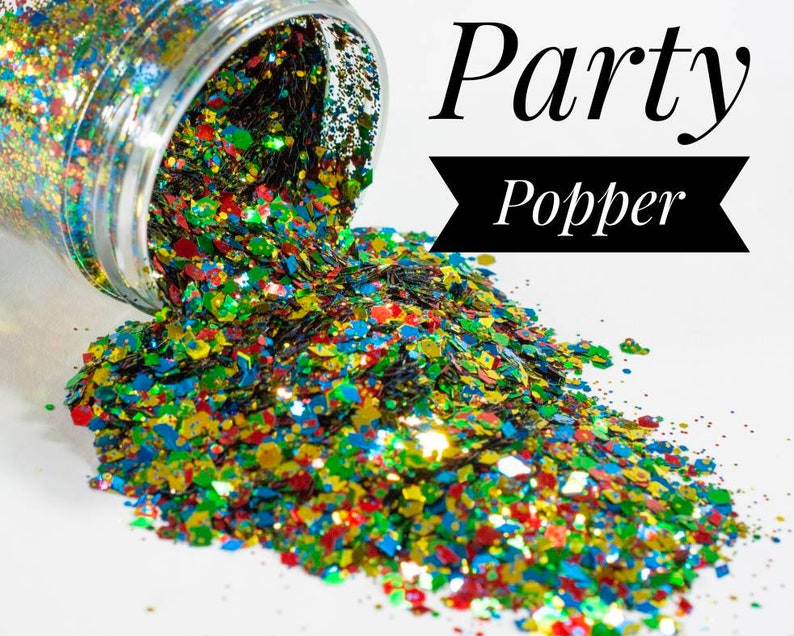 Metallic Rainbow Glitter//Party Popper//Chunky Mix//Solvent | Etsy