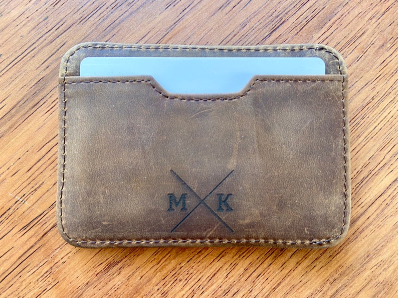 Personalised Minimalist Leather Wallet Leather Card Holder & | Etsy