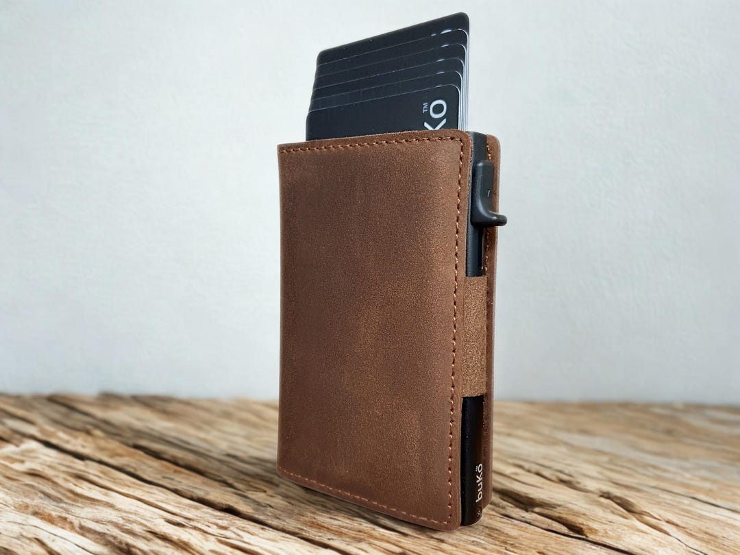 Personalised Pop-up Card & Cash Wallet in Full Grain Genuine Leather - Etsy